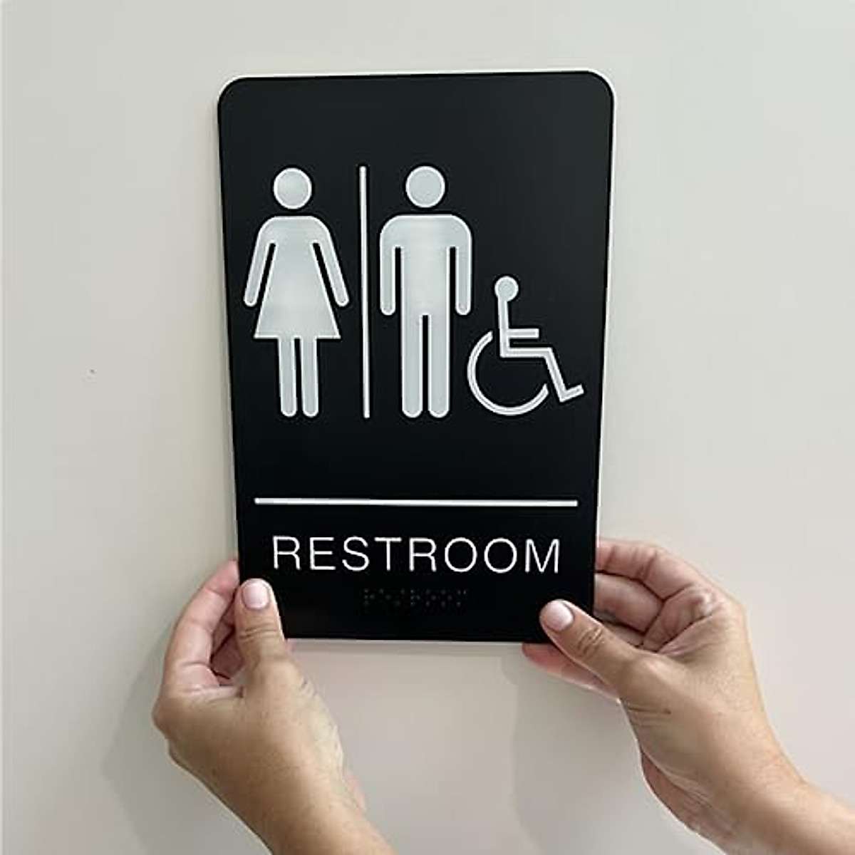 CORKO MANUFACTURING Signs Unisex Braille Restroom Sign - Bathroom Sign with Double Sided 3M Tape