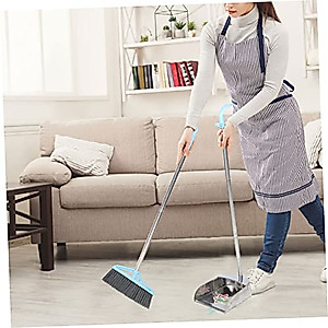 MERRYHAPY 1 Set Upright Broom Standing Dustpan Broom Dustpan and Brush Dustpan with Handle Garage Cleaning Dustpan Broom and Dustpan Long Handle Broom Floor Broom Garbage Stainless Steel