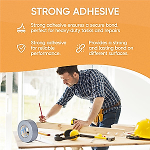 Office Deed Duct Tape Heavy Duty Waterproof, 30 Yards x 2 Inch, 12-Roll Pack, All-Weather Grey Heavy Duty Duct Tape, No Residue, Strong Silver Duct Tape Bulk