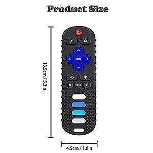 ERSIHUA 2-Pack Baby Teething Toys-TV Remote Control Shape Silicone Infants Teething Toys for Babies 0-18 Months,BPA-Free (2packs-Black)