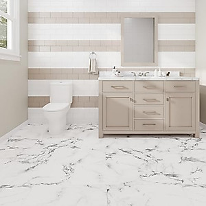 LUCiDA SURFACES Luxury Vinyl Flooring Tiles-Interlocking Flooring for DIY Installation-8 Stone-Look Planks-Calacatta-TerraCore-16 Sq. Feet, Box of 8 Tiles