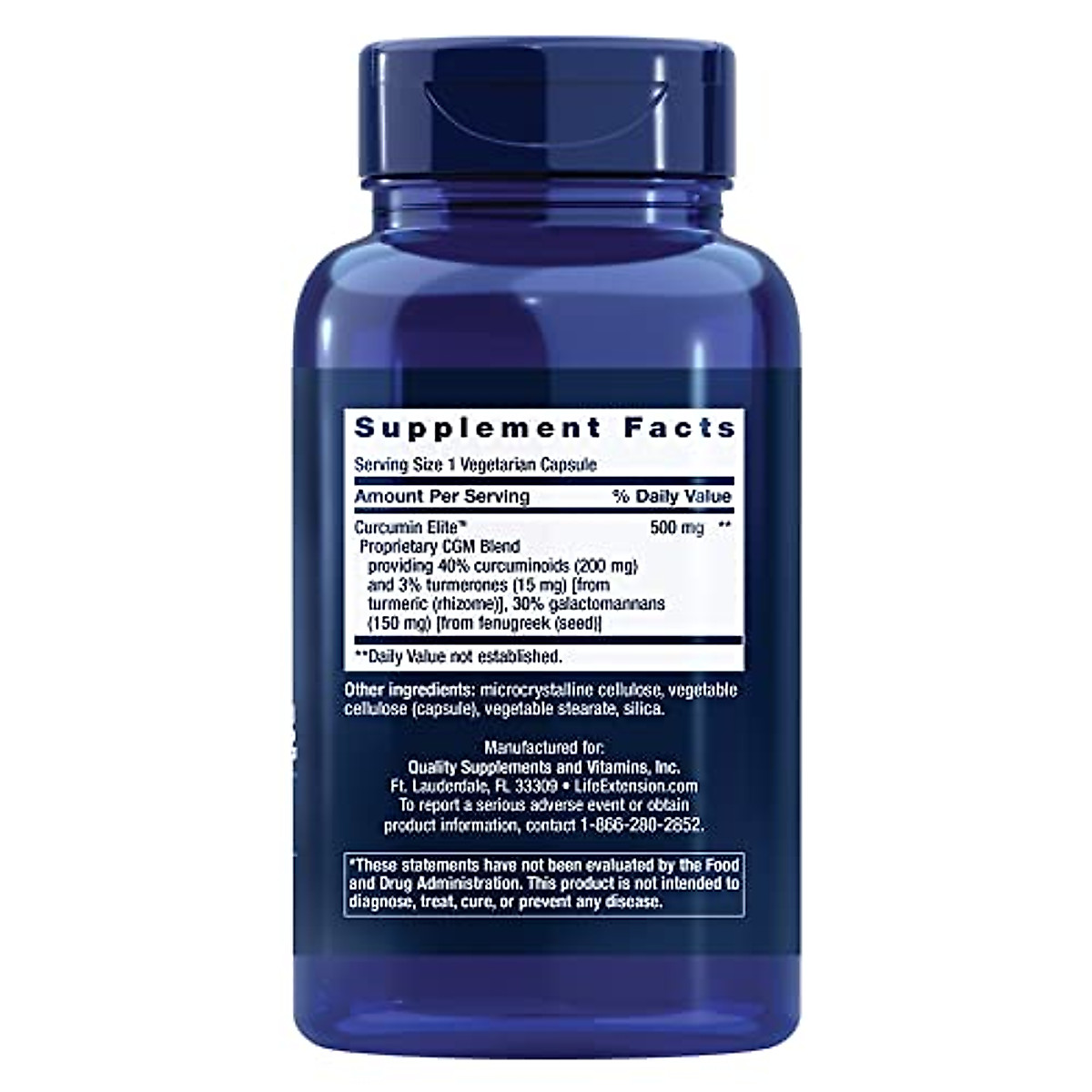 Life Extension Curcumin Elite Turmeric Extract – 270 x Better Absorption - For Joint Brain and Heart Health - Inflammation Management Supplement – Non-GMO - 60 Vegetarian Capsules