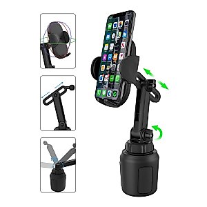 Warblers® Cup Holder Phone Mount – Adjustable Phone Cup Holder for Car with Silicone Protection 360-degree Telescopic Arm – Cup Phone Holder Compatible with iPhone, Samsung, Huawei, LG