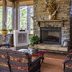 Hessaire MC26A Portable Evaporative Cooling Fan, Indoor/Outdoor High Temp Low Humidity Environments, 2100 CFM, 700 sq. ft., 3-Speed Fan, 110-120V, White