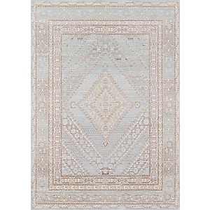 Momeni Isabella Traditional Geometric Flat Weave Area Rug, 2 ft 0 in x 3 ft 0 in, Blue