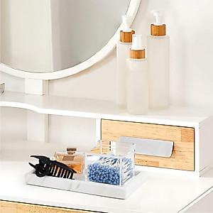 Dealpoli Qtip Holder with Lid Cotton Balls Swab Organizer Acrylic Cotton Square Pads Holder Makeup Pad Cosmetic Storage Case Q-tip Dispenser (DP011)