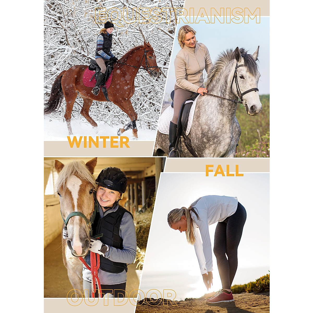 BALEAF Women's Winter Riding Pants Full Seat Breeches Fleece Horse Equestrian Tights Horseback Leggings Pockets Black M