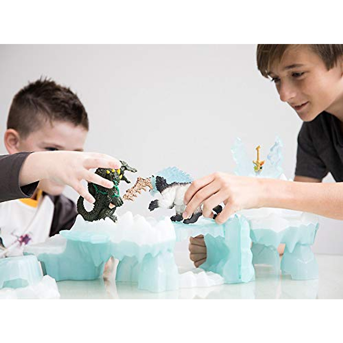 Schleich Eldrador Creatures, Mythical Creatures Toys for Kids, Attack on Ice Fortress Set with Ice Monster and Jungle Monster Action Figures, Ages 7+