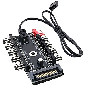 LRONG 1PC PC Chassis Fan Hub CPU Cooling HUB Fan PWM Hub SATA Controller Speed Controller