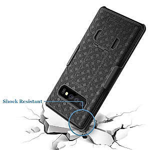 Galaxy S10 Plus Case, Fingic S10 Plus Combo Shell Holster Case Slim Fit Shell with Swivel Belt Clip Holster Bulit-in Kickstand Protective Cover for Samsung Galaxy S10 Plus 6.4 inch - Black