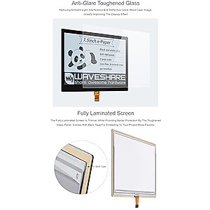 Waveshare 7.5inch E-Paper E-Ink Optical Bonding Display Compatible with Raspberry Pi 4B/3B+/3B/2B/B+/A+/Zero/Zero W/WH/Zero 2W Series Boards 800×480 Pixels Dual-Color with SPI Interface Without PCB