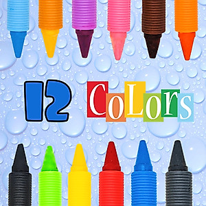 Billikins™ 12 Bath Crayons For Toddlers┃12 Color Crayons For Kids┃ Bath Tub Crayons┃Bath Crayons Non Toxic┃Bath Toys┃Crayones De Baño┃ Safe & Easy To Clean