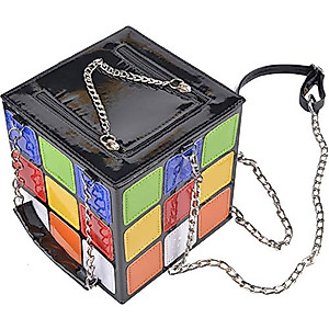 QZUnique Women's Cute Cube Shape Handbag Magic Shoulder Bag Clutch Bag With Super Long Shoulder Strap