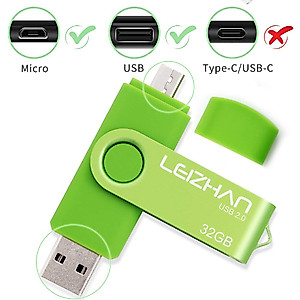 LEIZHAN Micro USB Flash Drive OTG Pen Drive 32GB Thumb Drive Gift Suitable for Samsung Galaxy S7,S7Edge,S6,S6 Edge (Green)