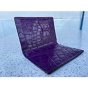 Double side Purple Crocodile Alligator leather skin Credit Cardholder, leather credit cardcase, leather creditcard cover