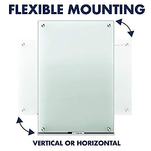 Quartet Whiteboard, Glass Dry Erase Board, Non-Magnetic, 3' x 2', Infinity Frameless Mounting, Frosted Surface, Accessory Tray, and 1 Dry Erase Marker (G3624F)