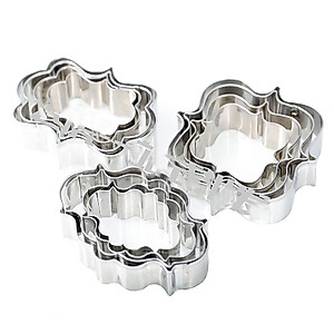 Plaque Frame Cookie Cutter 4Pcs/Set, Stainless Steel Pastry Biscuit Cookie Cutter Set Fondant Pancake Cutters Mold (Style 1)
