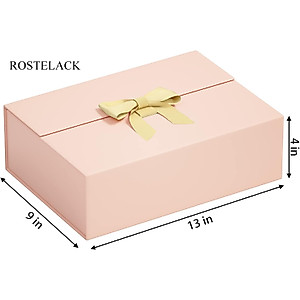 Black Gift Box With Lid 13" X 9" X 4", Deluxe Gift Box With Ribbon Greeting Card and Magnet Closure, Suitable for Wedding, Mother'S Day, Bridesmaid Gift, Graduation, Christmas, Holiday, Birthday, Etc.Black