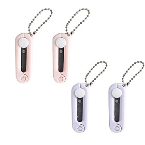 Uniquer 4 PCS Folding Scissors 2.5inch Mini Portable Craft Scissors Pink and White Travel Scissors Foldable Telescopic Pocket Scissor with Hanging Keychain for DIY Scrapbooking, Crafting, Sewing