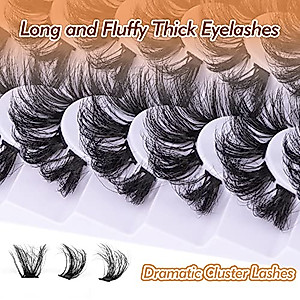 Cluster Mink Lashes Fluffy Eyelashes Long Thick Dramatic Individual Lashes Extension Wispy 6D Volume Eyelash 19-22MM zanlufly Eyelashes Pack