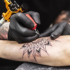 HALYARD BLACK-FIRE 44758 Powder-Free Nitrile Exam Gloves, L, Shape, Large, Black/Orange (Case of 1500)