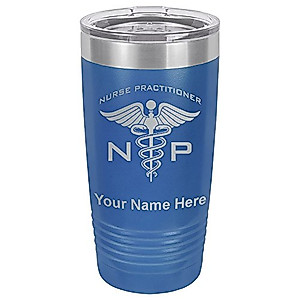 LaserGram 20oz Vacuum Insulated Tumbler Mug, NP Nurse Practitioner, Personalized Engraving Included (Dark Blue)