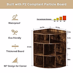 Vecelo 3-Tier Corner Cabinet with 8 Cubbies, Wooden Cube Storage Organizer, Modern Bookshelf Units for Playroom, Bedroom, Living Room, Brown