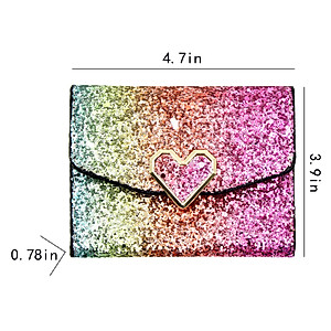 Women Glitter Sequins Purse Short Trifold Wallet Bling Card Holder Clutch