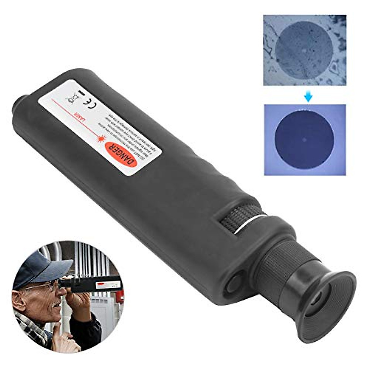 Fiber Optic Microscope, 400X Monocular Portable Microscope High Accuracy Fiber Optical Cable Inspection Magnifier Fiber Dents Detector for Stain and Scratch Detection