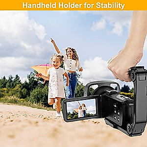 Video Camera Camcorder UHD 2.7K 30FPS 36MP IR Night Version Vlogging Camera Recorder 3.0 Inch Touch Screen 16X Digital Zoom Camera with Microphone, Handheld Stabilizer, Lens Hood, Remote, 2 Batteries