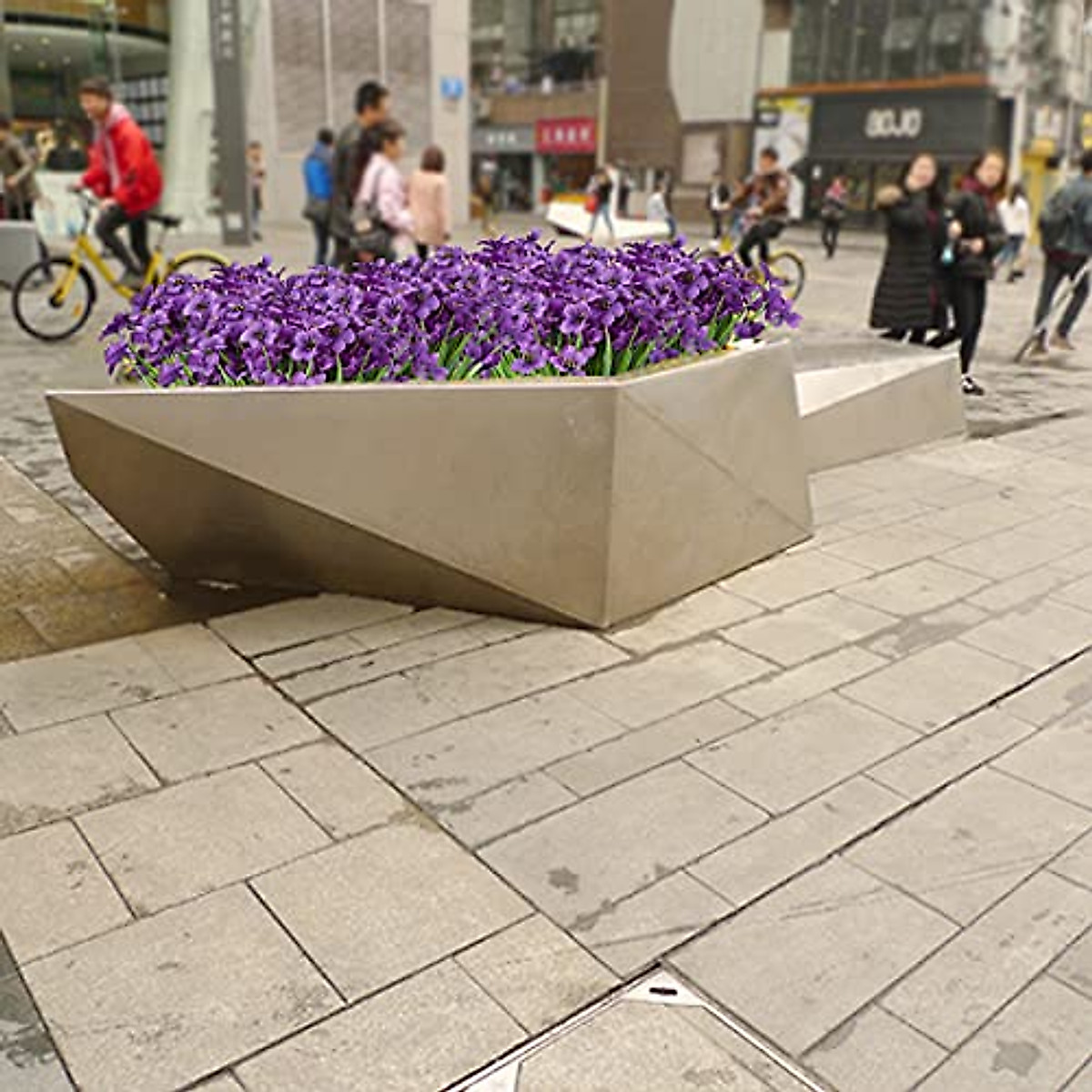 GREBOU 10 Bundles Artificial Flowers Faux Plastic Orchid Bouquets UV Resistant No Fade Faux Greenery for Home Garden Bridal Bouquet Hanging Planter Porch Patio Yard Office Wedding Decoration(Purple)