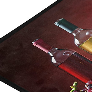 Red White Wine Kitchen Rugs Grapes Fruit Bath Rug Runner Comfort Mat Non-Slip Doormats Carpet for Bathroom Indoor 39" X 20"