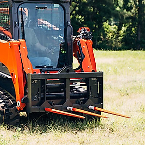 Titan Attachments HD Skid Steer Hay Frame Attachment, Three 49" Hay Spears, Rated 4,000 LB, Quick Tach Mounting, Hay Handing Equipment for Bobcat Tractors