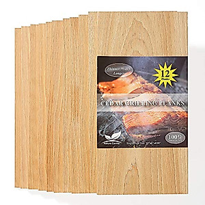 12 Pack Cedar Grilling Planks with Thicker (4/10”) & Larger (12”x 6”) Size. Add Extra Flavor and Smoke to Salmon - BBQ China Incense Cedar Planks for Grilling Salmon, Fish, Steak and Veggies.