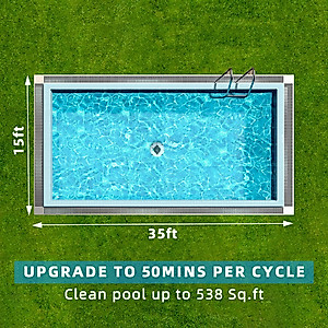 Yoyomax Cordless Robotic Pool Cleaner, Auto Dock Self Parking w/Dual-Drive Motors, Lightweight, IPX8 Waterproof, Perfect for Above-Ground/In-Ground Flat Pools up to 40FT (Lasts 60 Mins) White