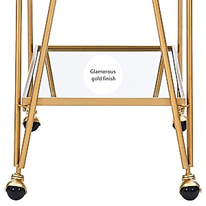 Linon Gina Mid-Century Bar Cart, Gold