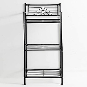 LEEDA 3-Tier Freestanding Multipurpose Storage Shelves Heavy Duty Metal Shelving Unit, Display Plants Flowers Bath Essentials, for Kitchen Bathroom Office, Black