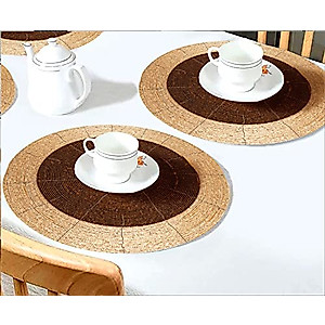 Goroly Home Farmhouse Beaded Placemats 13 Inch Round Set of 4 - Decorative Glitz Beaded Charger Hand Made by Skilled artisans - A Beautiful Complement to Your Dinner Table Décor - Coffee Gold