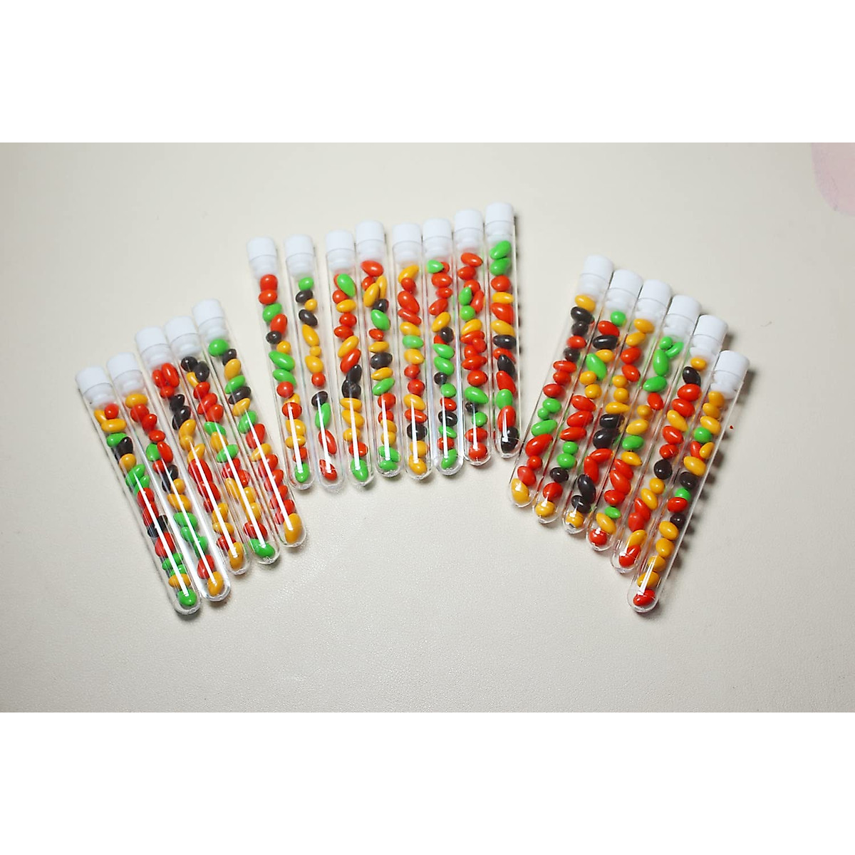 JOYYU 12x100mm 8ml Clear Plastic Test Tubes with Caps for Scientific Experiments, Easter, Scientific Themed Kids Birthday Party Supplies, Eyelash Brushes/Candy Storage(50 Pack)