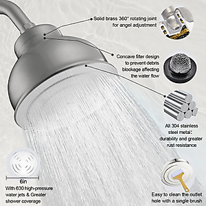 Shower Head with Filters,Shower Filter Head for Hard Water Remove Chlorine and heavy metal,Water Softener Shower Head Reduce Hair Shedding Soothe Dry Skin, Brushed Nickel Shower Head High Pressure