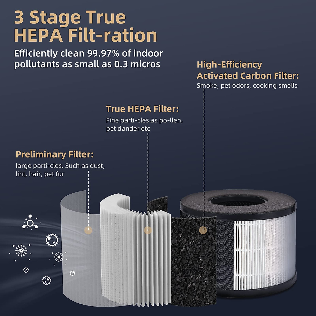 LTLKY Air Purifier for Bedroom,Small Air Cleaner for Desktop,USB Cord Power Version (BS01-Black)