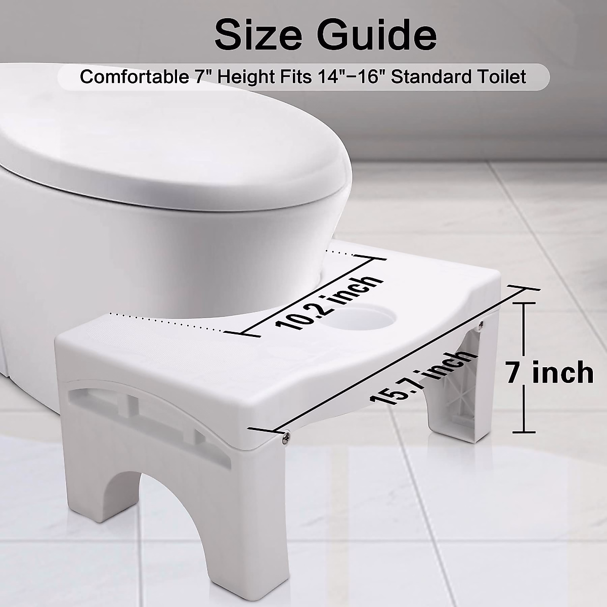 Foldable Toilet Potty Stool for Adults, 7" Heavy Duty Plastic Portable Squatting Poop Foot Stool with Freshener Space, Bathroom Non-Slip Toilet Assistance Step Stool - Gifts for Kids Seniors
