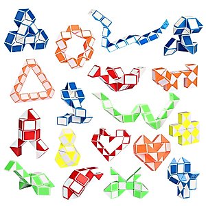 Ganowo 18 Pack Fidget Snake Cube Mini Twist PuzzleToys for Kids Teens Stocking Stuffer, Birthday Party Favors, Goodie Bags Fillers, Classroom Rewards, Random Colors