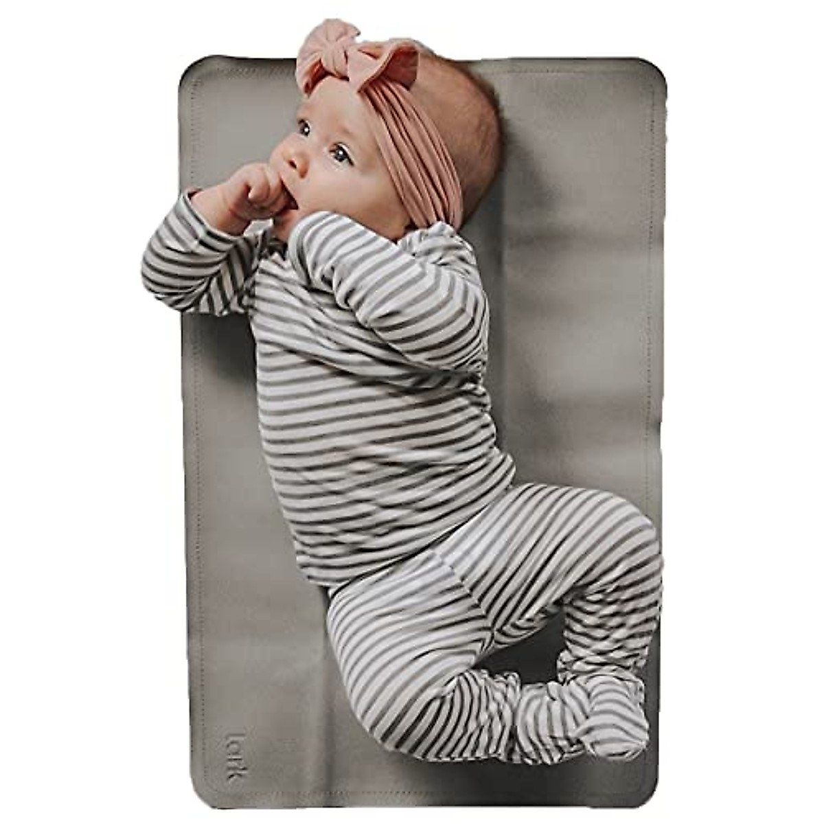 Vegan Leather Baby Changing Mat by Lark Baby Goods - Waterproof Wipeable Portable Diaper Pad - Foldable for Travel (14 x 22 in) - Grey