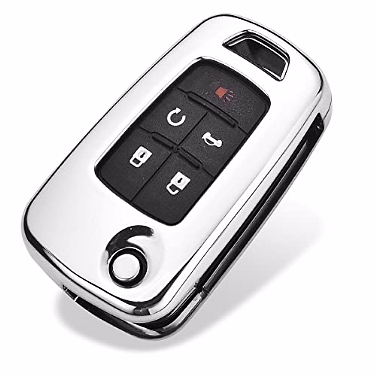 Royalfox(TM) 2 3 4 5 Buttons 3D Bling Diamond Rhinestones flip Folding Remote Key Fob case Cover for Buick Chevrolet Chevy Camaro Cruze Equinox Malibu (Silver)