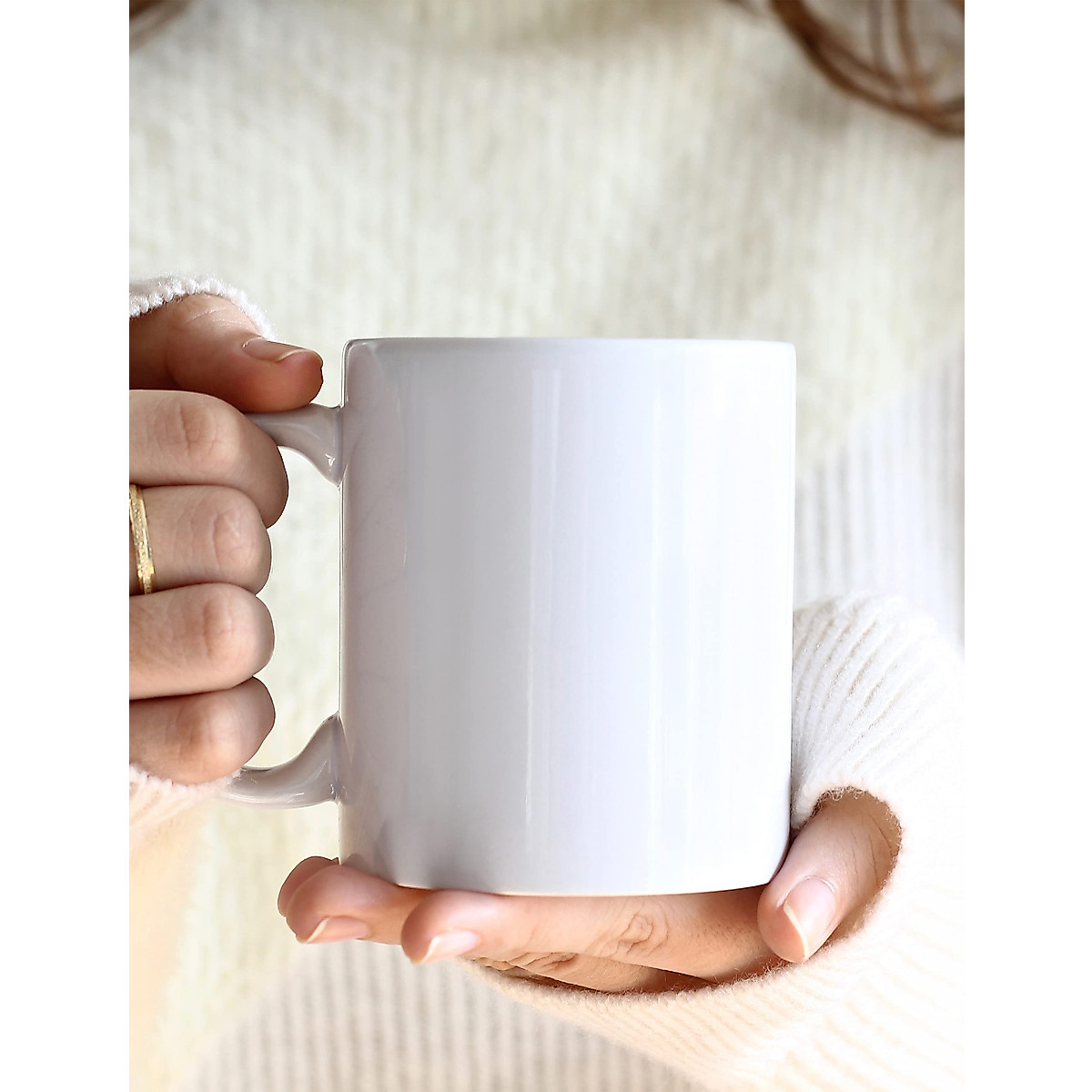 BLUE RIBBON White Sublimation Plain Blank Coffee Mugs, Hot Chocolate Mugs, Ceramic Mugs, Hot Cocoa Mugs, Mug Sets, Gift Pack of 2 11 oz