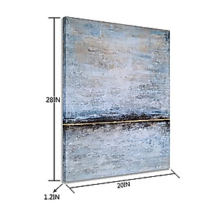 SYGALLERIER Large Abstract Canvas Wall Art with Gold Foil - Modern Coastal Oil Paintings - Contemporary Beach Pictures for Living Room Bedroom Bathroom Decor