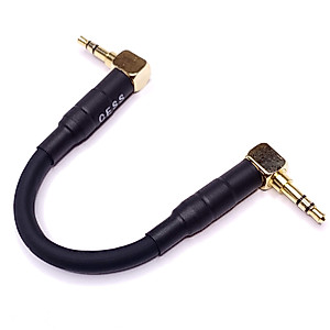 CNCESS CESS-067 Short 3.5mm Audio Shielded Patch Cable for Stacking DAP and Amplifier, Right-Angle 3-Inch