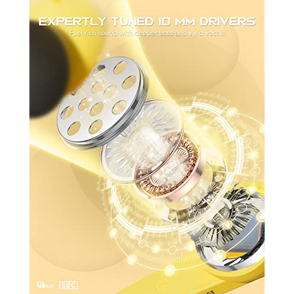 Black Shark Bluetooth Earbuds Wireless Earbuds with Emoji LED Light, Gaming Earbuds with 45ms Ultra Low Latency, Bluetooth 5.1, Music and Gaming Dual Modes, 24H Playtime, IPX5 Waterproof- Yellow