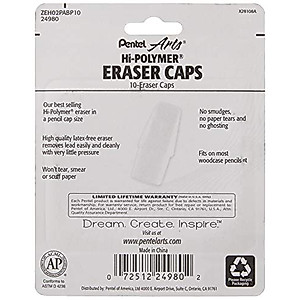 Pentel Arts Hi-Polymer White Cap Erasers (ZEH02PABP10)